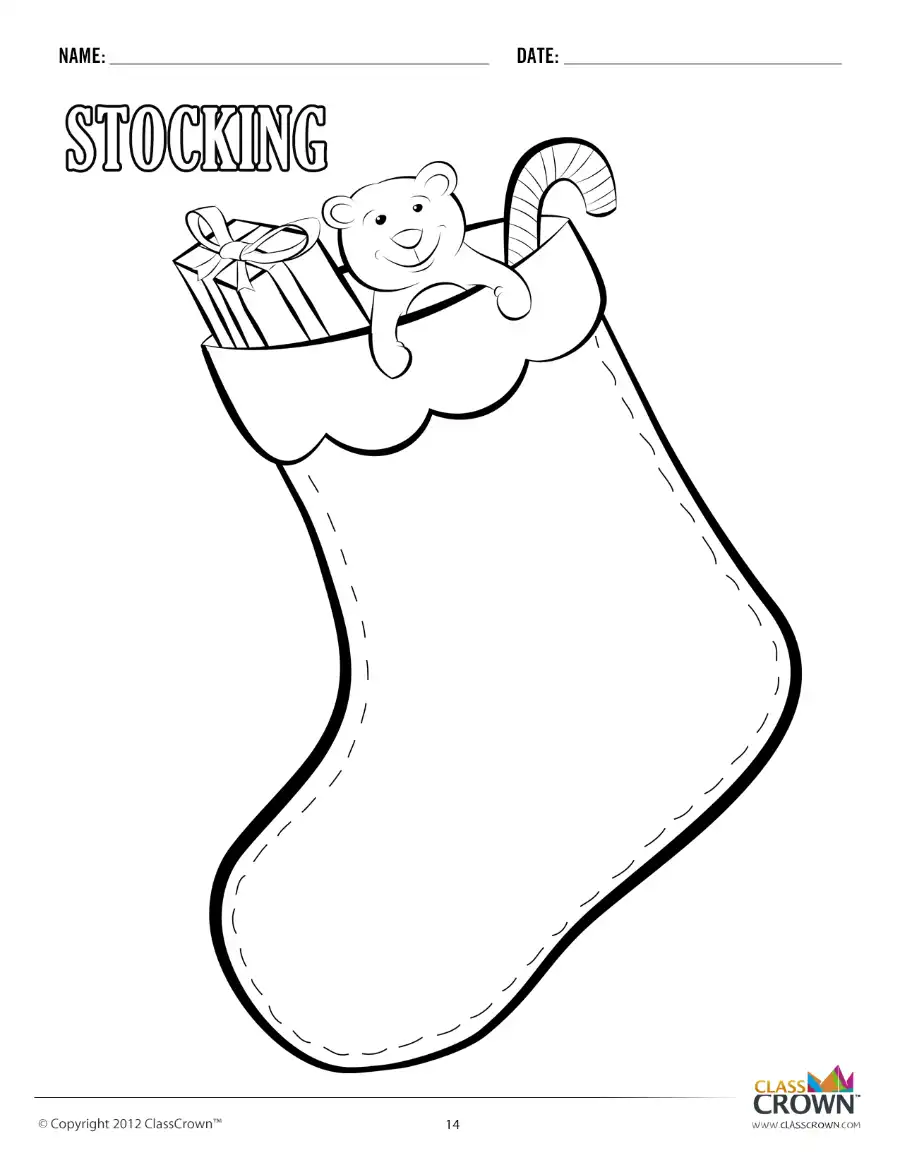 Christmas Stocking Coloring Page Coloring Pages ClassCrown